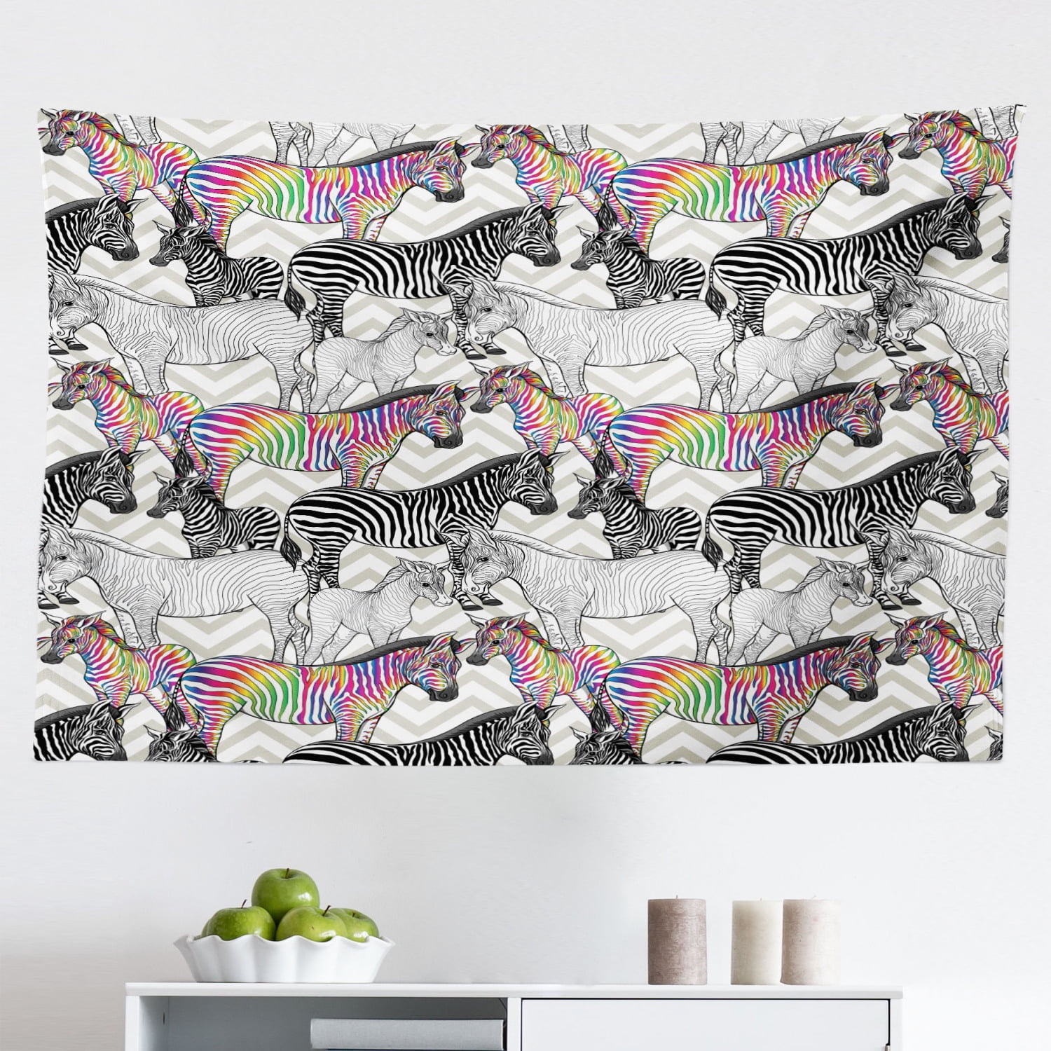 Cherry Tapestry, Cartoon Graphics of Juicy Summer Season Fruit Art Ripe ...