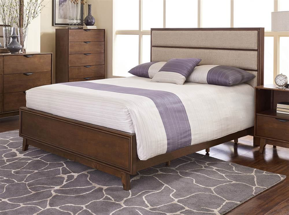 Upholstered Transitional Panel Bed (Queen: 86 in. L x 63 in. W x 50 in ...