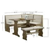 Linon Weston Corner Dining Breakfast Nook with Table and Bench, Seats 5 ...