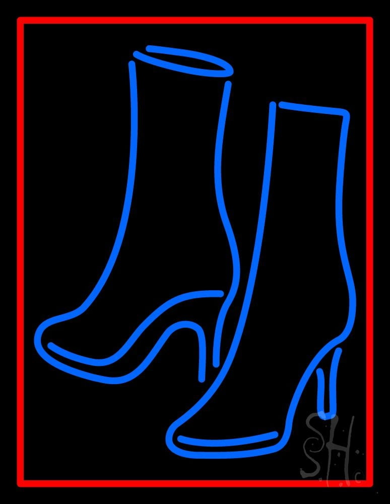 Pair Of Boots With Red Border LED Neon Sign 24 x 31 - inches, Black ...