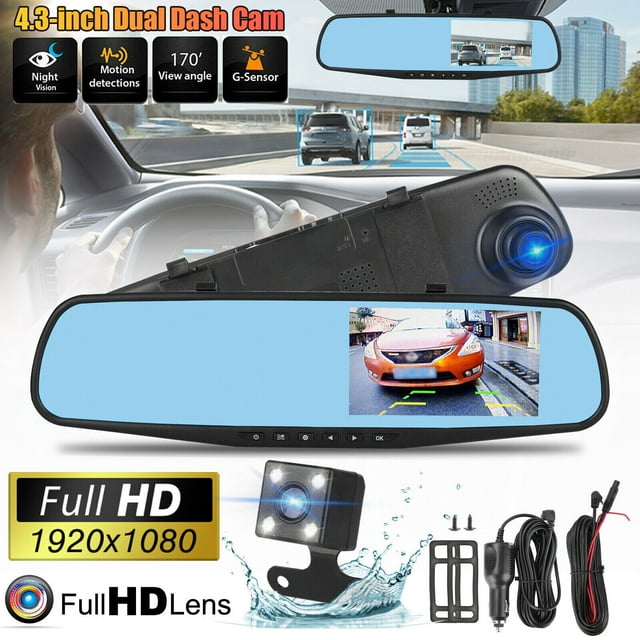 1080P Rearview Mirror Car DVR Dual Dash Cam Camera Front Rear HD Video ...