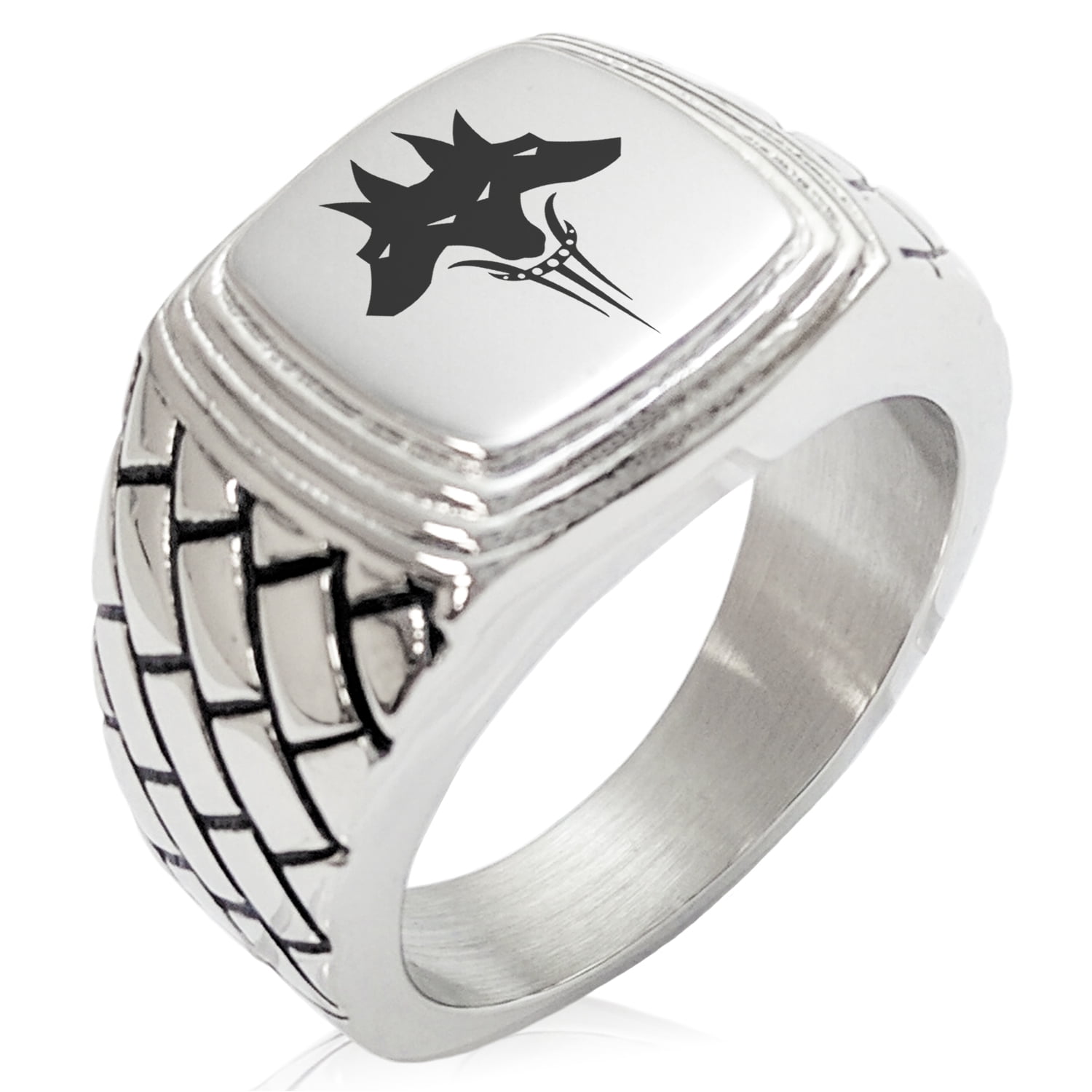 Stainless Steel Greek Mythology Cerberus Geometric Pattern Step-Down ...
