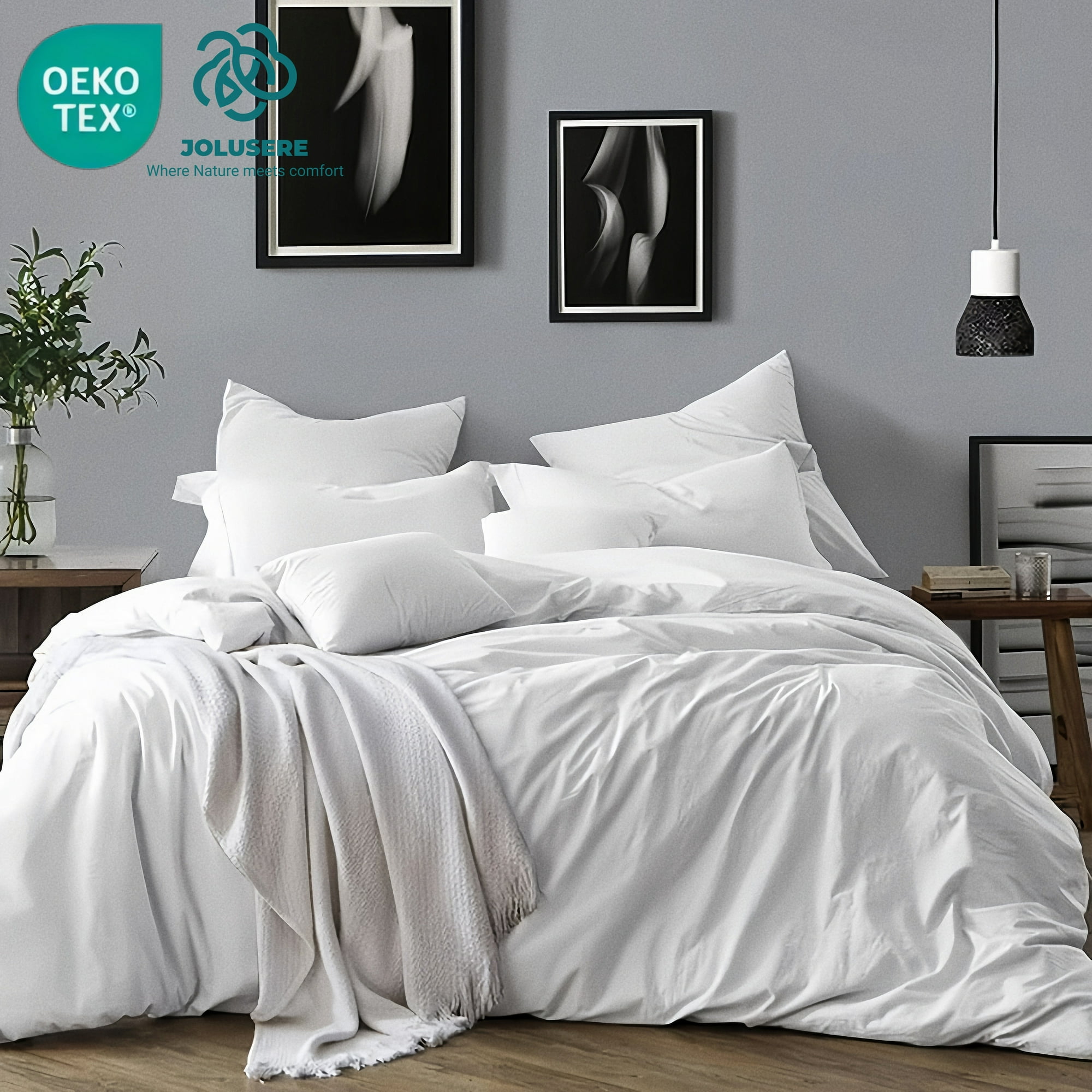 Click here for Jolusere White Duvet Cover Set King Size  3 Pieces... prices