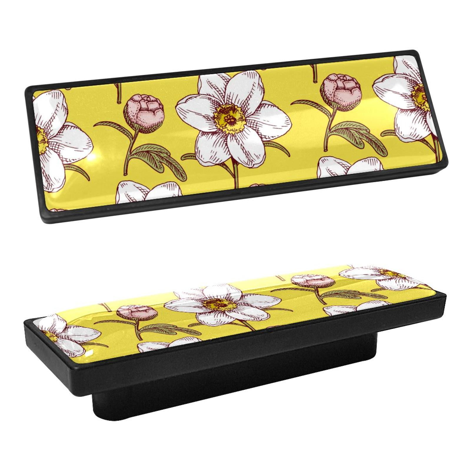 4 Pcs Rectangle Cabinet Handle Cupboard Knob Drawer Pulls Handle Floral ...