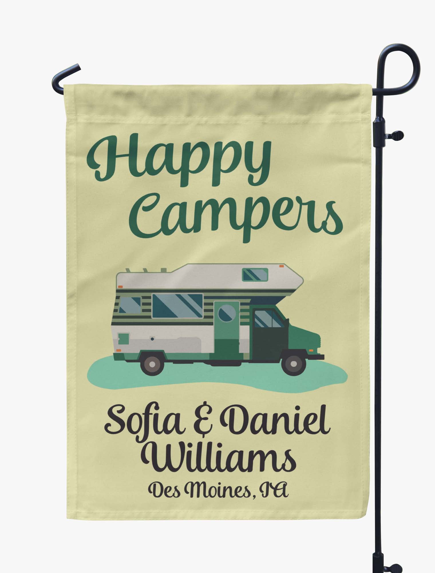Printtoo Tan Happy Campers Class C Motorhome Camping Flags Personalized ...