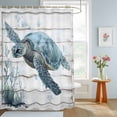 Bathroom Shower Curtain Teal Blue Sea Turtle On Wood Grain Waterproof ...