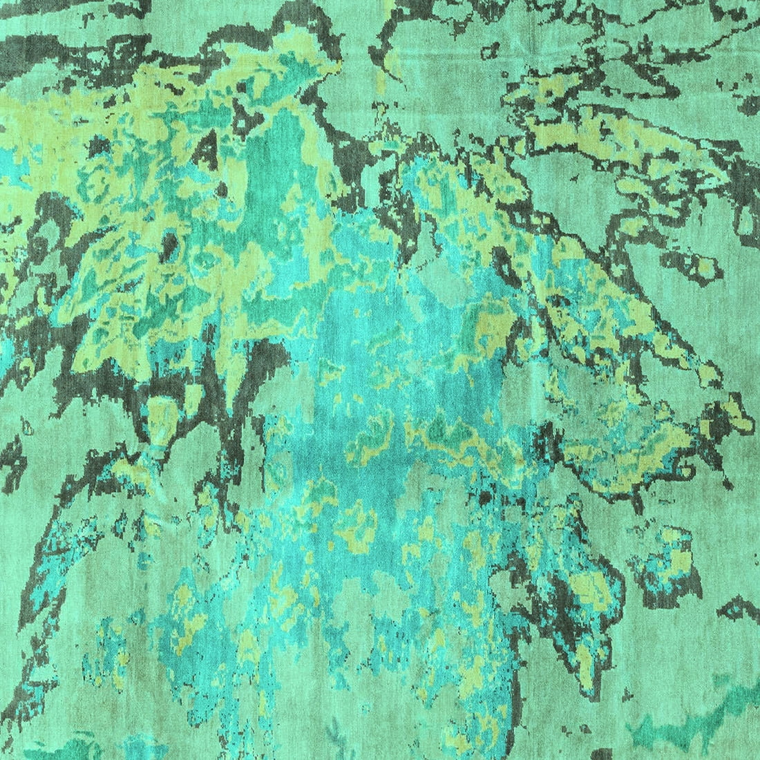 Ahgly Company Indoor Square Abstract Turquoise Blue Modern Area Rugs, 4 ...