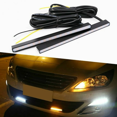Dual Color Slim LED DRL Daytime Lights Bar w/Switch Back Sequential ...