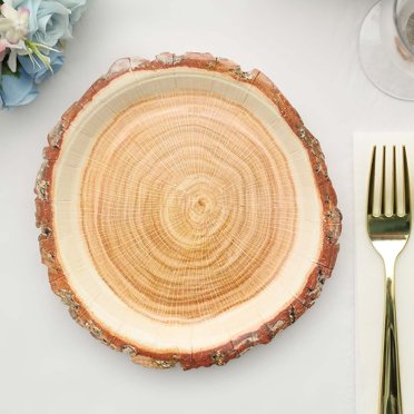 Efavormart 25 Pack | 7" Natural Farmhouse Wood Slice Paper Dessert ...