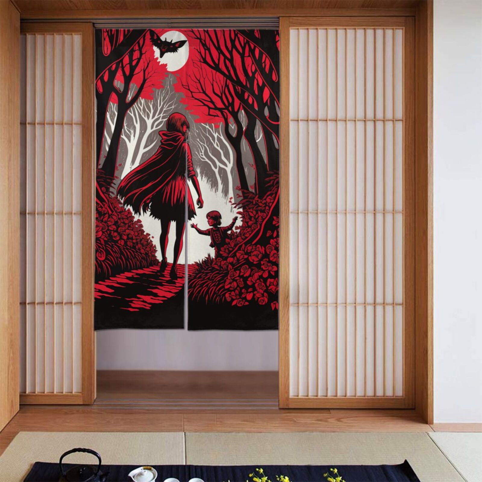 Doorway Drape Split Curtains, Little Red Riding Hood Room Divider ...