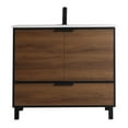 Fine Fixture Hamilton Bathroom Vanity and Sink, 36 Inch Walnut - ADA ...