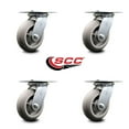 6 Inch Heavy Duty Thermoplastic Rubber Caster Set with Ball Bearings ...