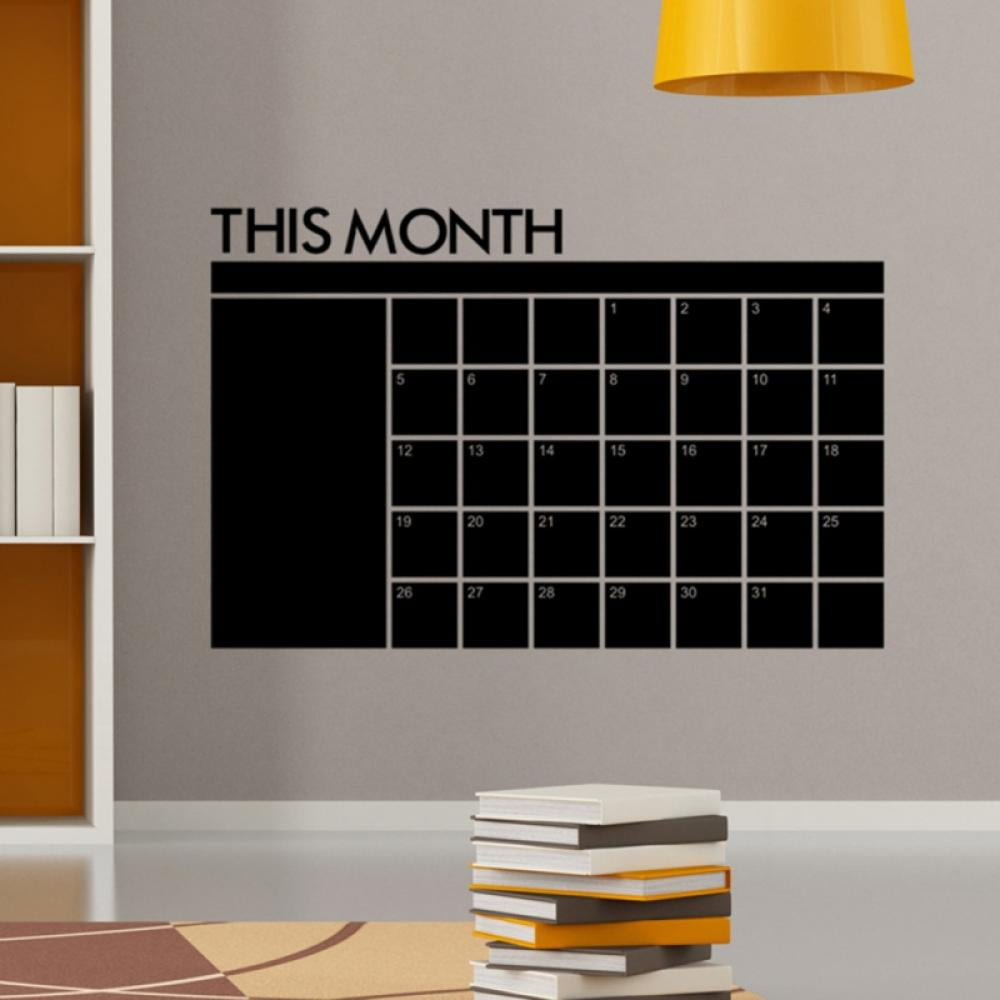 Month Calendar Chalkboard Removable Planner Wall Stickers Black Board ...
