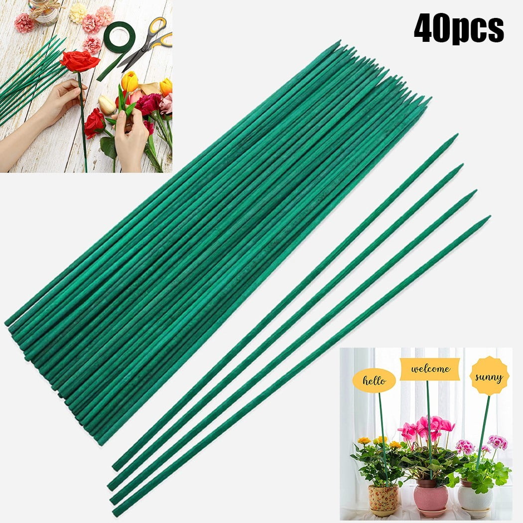 QXKE 40cm Green Plant Support Sticks Canes Wooden plant stake for ...