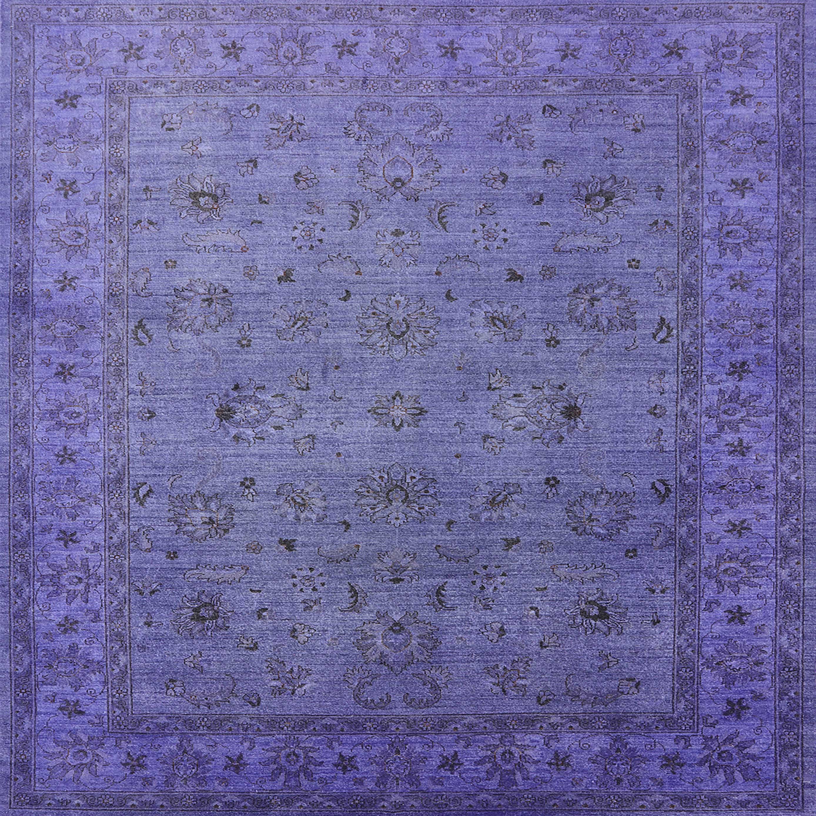 Ahgly Company Indoor Square Mid-Century Modern Slate Blue Oriental Area ...