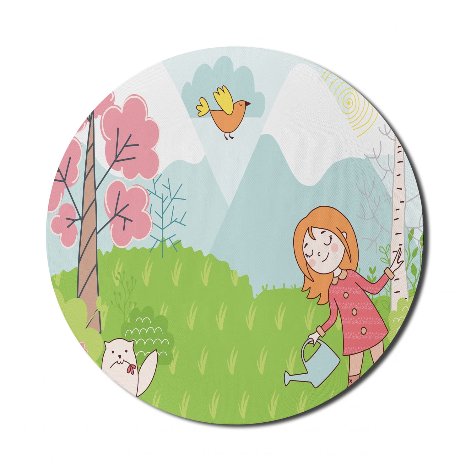 Cartoon Mouse Pad for Computers, Childish Design of Little Girl in ...
