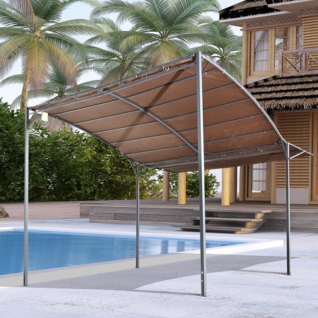 10x8ft Metal Gazebo with Extendable Side Awning Shelter Sun Shade ...