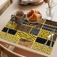 Animal Print Cotton Linen Placemats Set of 4, Art Rustic Yellow Leopard ...