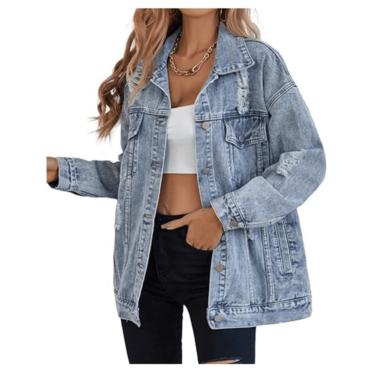 Click here for Unbranded Womens Long Oversized Denim Jacket Boyfr... prices