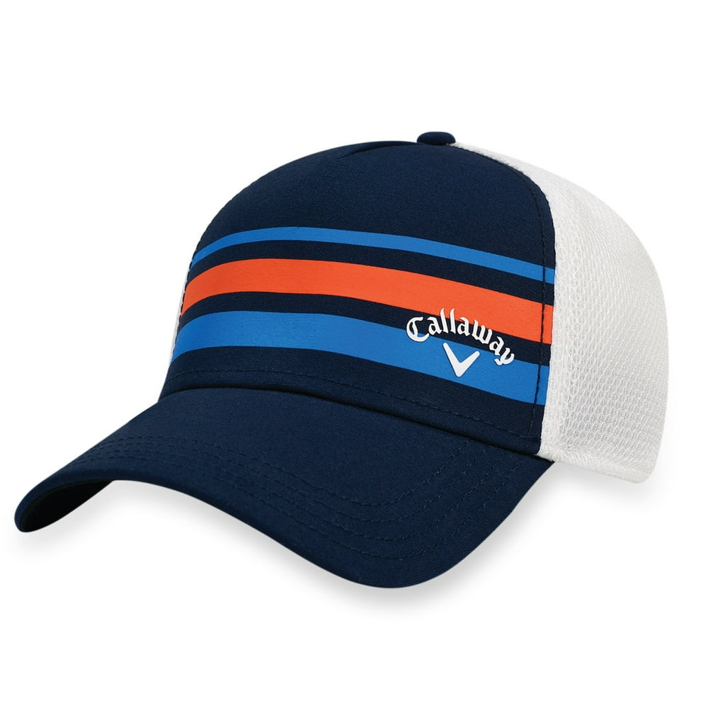 NEW 2017 Callaway Golf Stripe Mesh Fitted Navy Blue/White Large/XL Hat ...