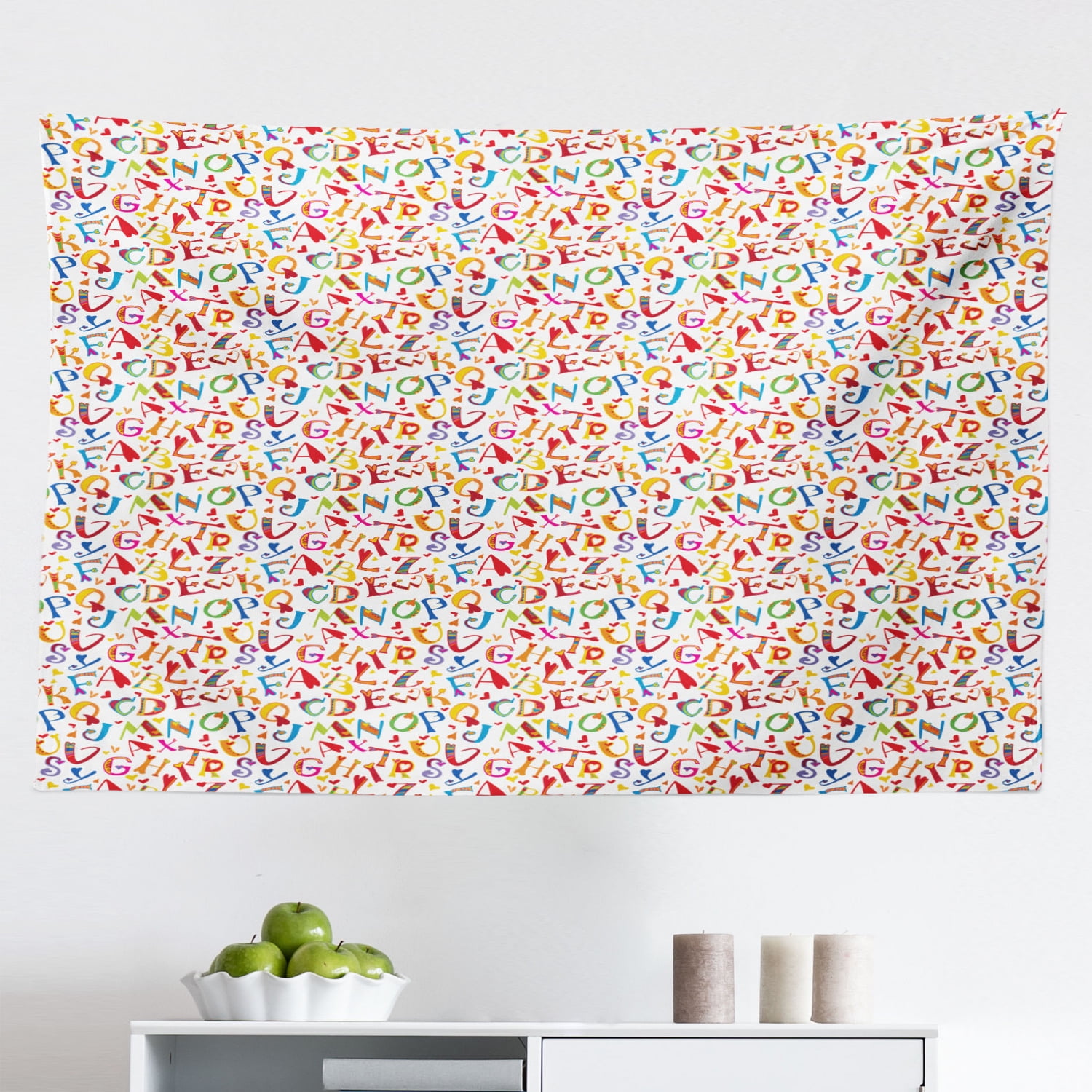 Alphabet Tapestry, Colorful Doodle Style Illustration of Whimsical ...