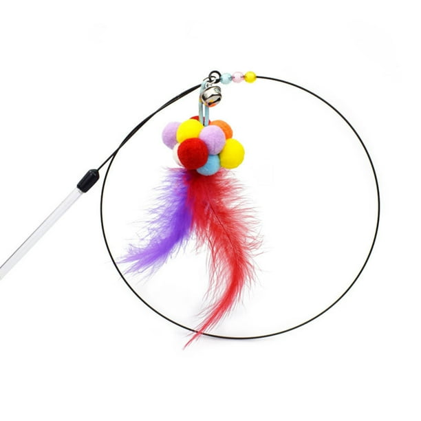 Amdohai Cat Interactive Stick with Balls Bells Feather Wand for Cat ...