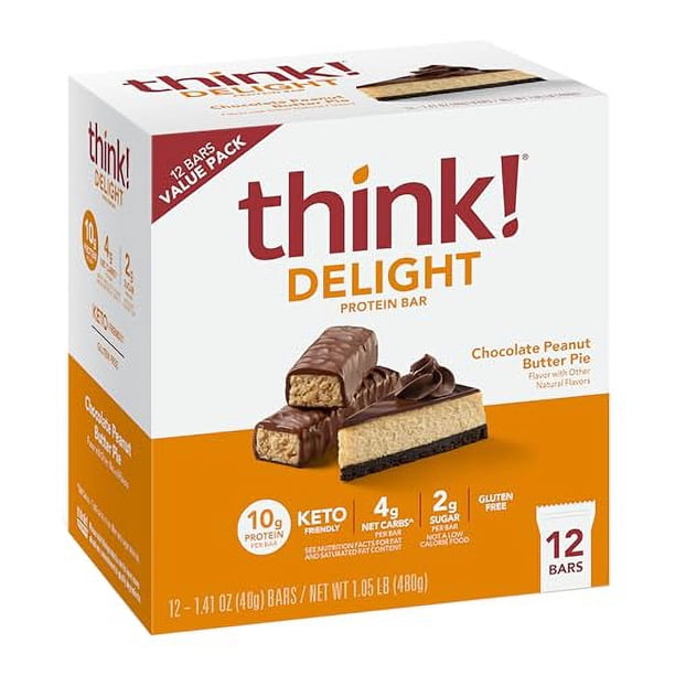 think! Delight Protein Bars, Gluten Free Snack - Chocolate Peanut ...