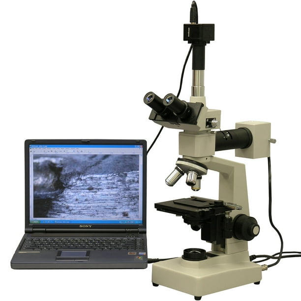 AmScope 40X-2500X Two Light Metallurgical Microscope + 14MP USB Camera ...