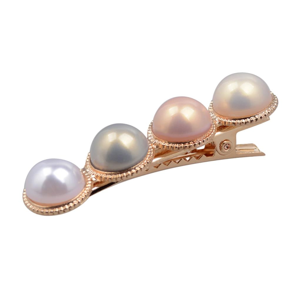 Bridal Wedding Faux Pearl Alligator Barrette Headpiece Crystal Hair ...