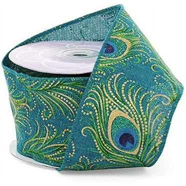 Peacock Fabric Decorative Wired Ribbon for Crafts - 2 1/2 inch x 10 ...