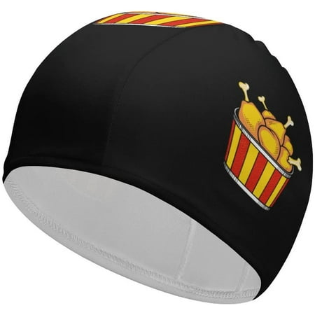 Fast Food Chicken Legs Bucket Swim Cap Polyster Elasticity Bathing Caps ...