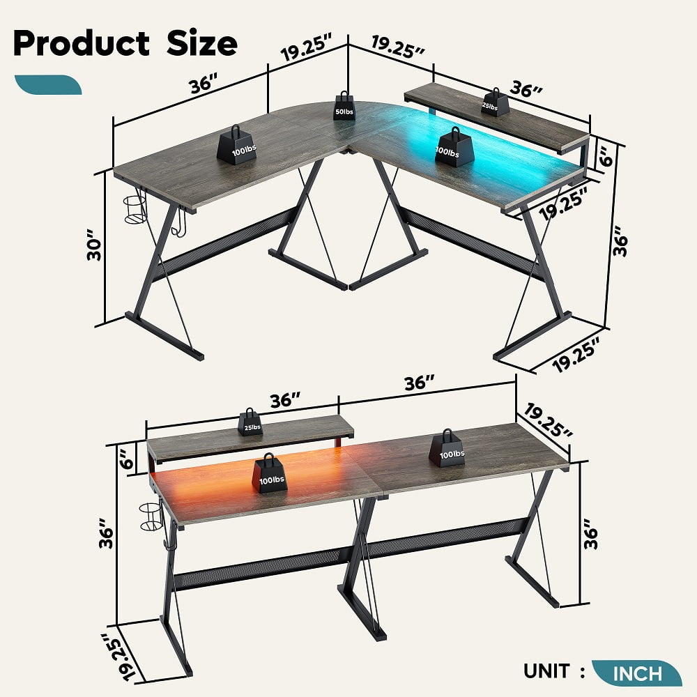 Bestier 55 inch L-Shaped Gaming Computer Desk with Nepal | Ubuy