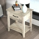 2 Pcs Wood Nightstand Rectangular End Table with Drawer, Gray - Walmart.com