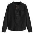 Boys Girls Solid Long Sleeve Tees, Breathable Linen Casual Tops for ...