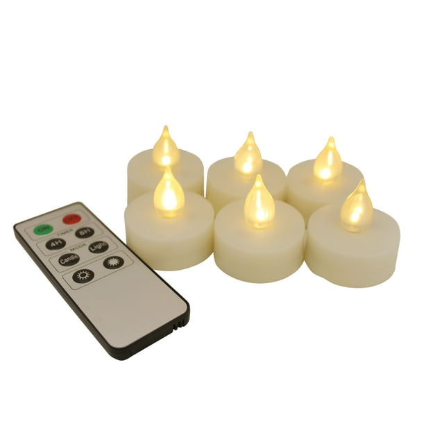 EcoGecko Set of 6 Remote Controlled Flameless LED Tealight Candles ...