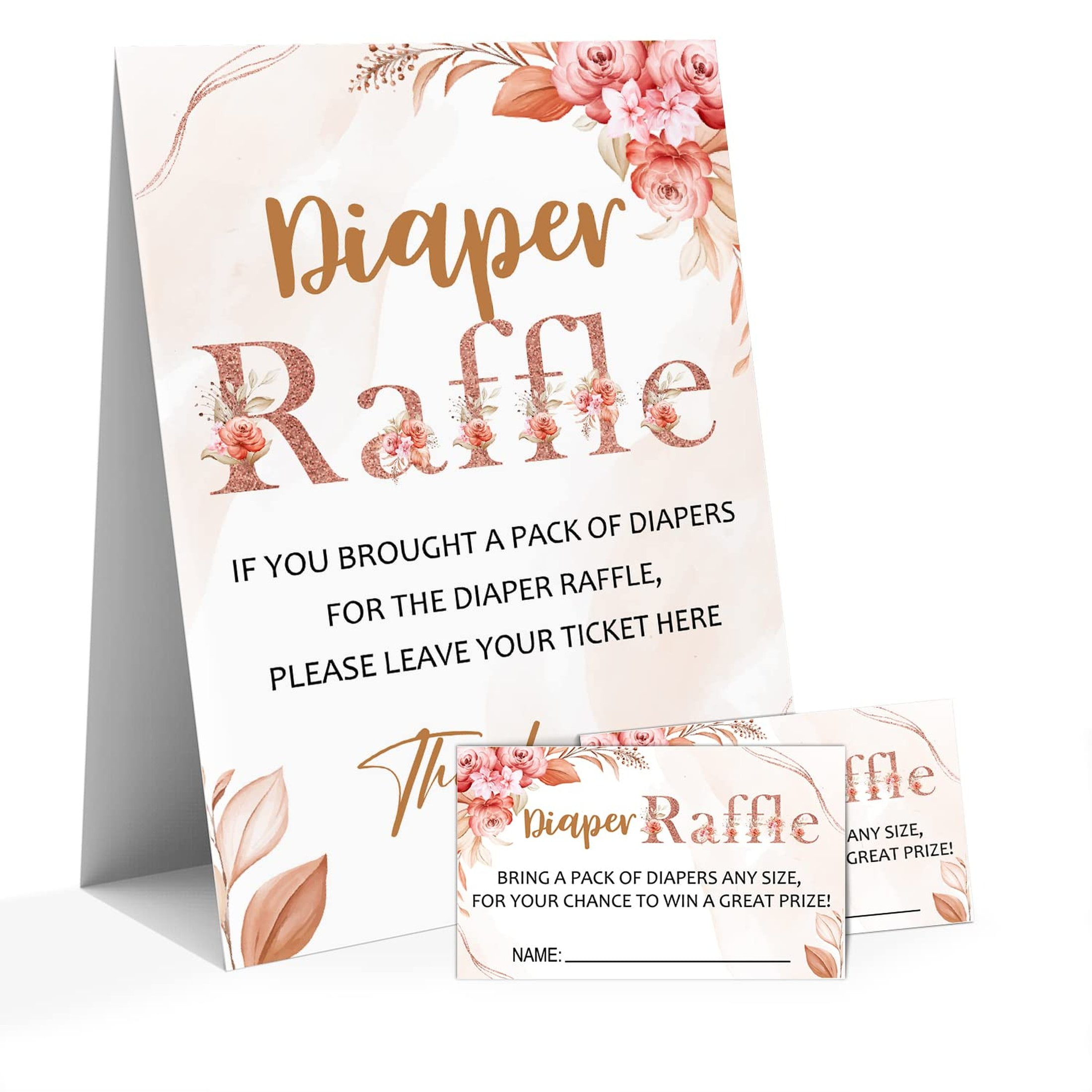 Diaper Raffle Delight Sign with 50 Tickets for Baby Shower Games and ...