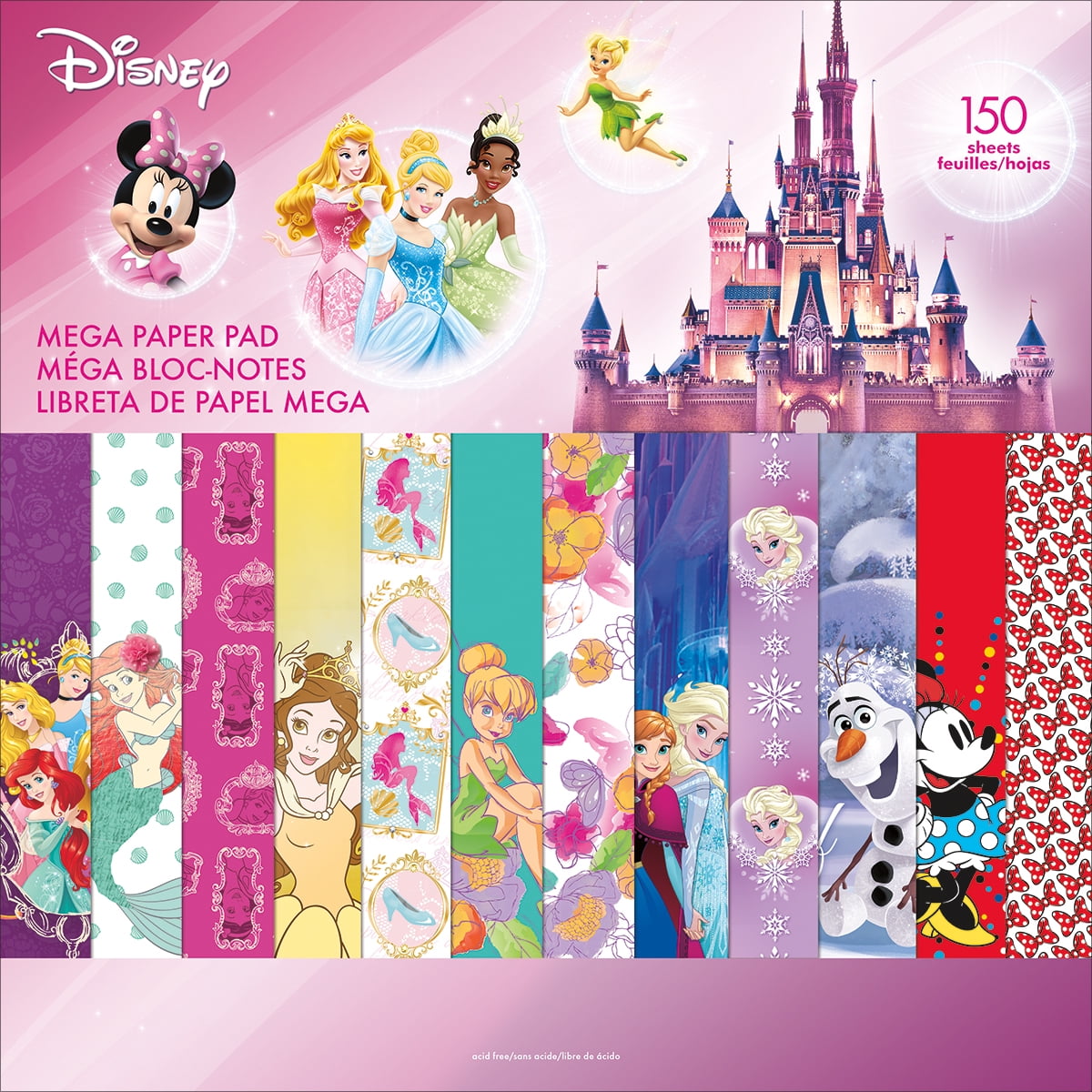 Disney Single-Sided Mega Paper Pad 12"X12" 150/Pkg Girl 2, 50 Designs/3 ...
