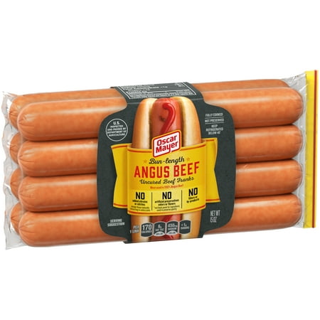 Oscar Mayer Bun-Length Uncured Angus Beef Hot Dogs, 8 ct - 15.0 oz ...