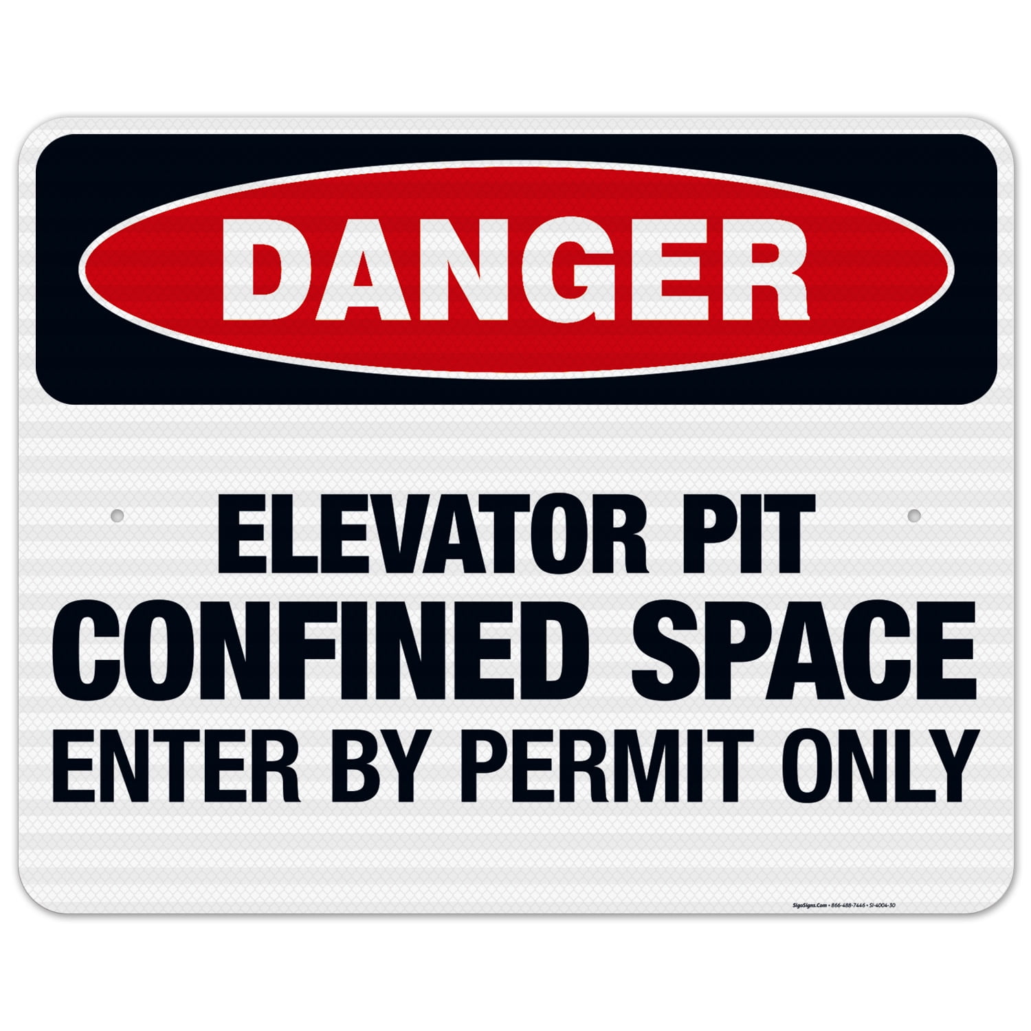 Danger Elevator Pit Confined Space Enter By Permit Only Sign, OSHA ...