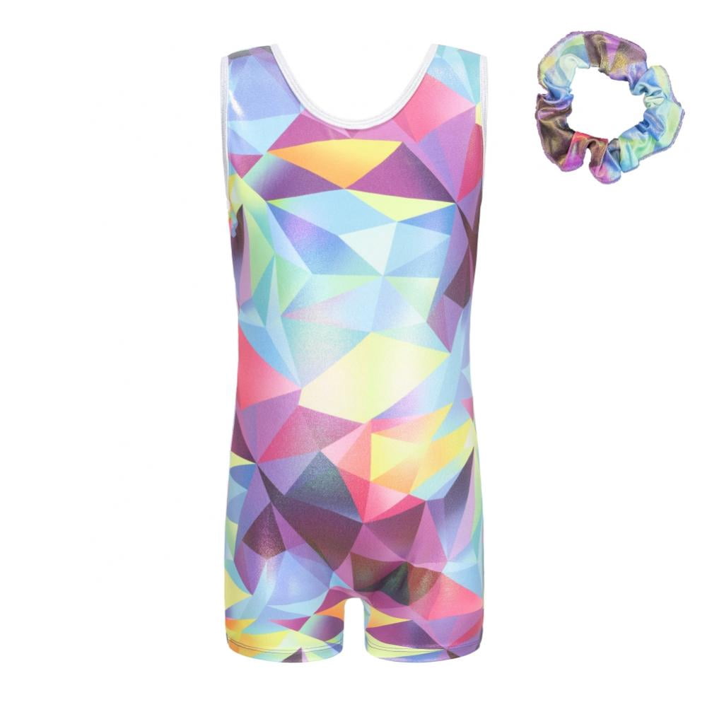 Girls Gymnastics Leotards with Short Toddler Biketards Geometry ...