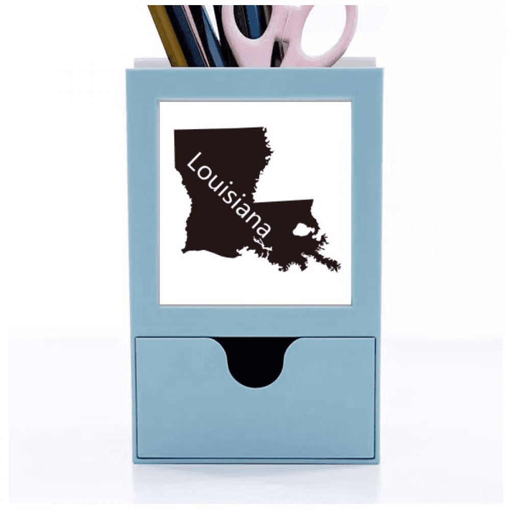 Louisiana America USA Map Outline Desk Supplies Organizer Pen Holder ...