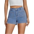 AJGRHE Jean Shorts for Women High Waisted Trendy Flat Pockets Cutoff ...