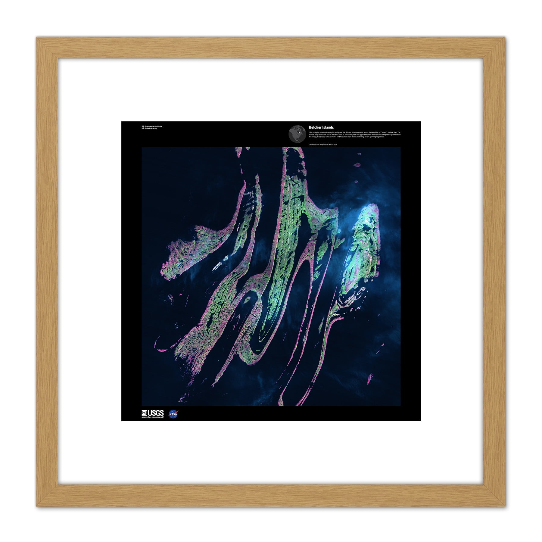 Science Map Satellite Belcher Island Canada Replica 8X8 Inch Square ...