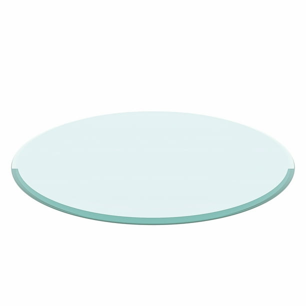Topcobe 40 Inch Round Glass Table Top - Tempered - 1/2" Thick- Beveled ...