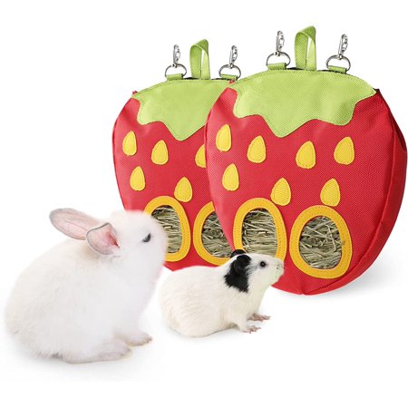 LZMY Bunny Supplies Food Storage Hay Rack Feeder Rabbit Bag Hanging ...