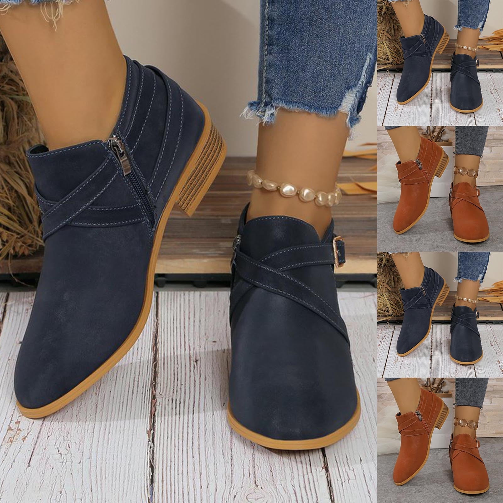 Click here for Lovzfmll Boots For Women Ankle Booties Side Zipper... prices