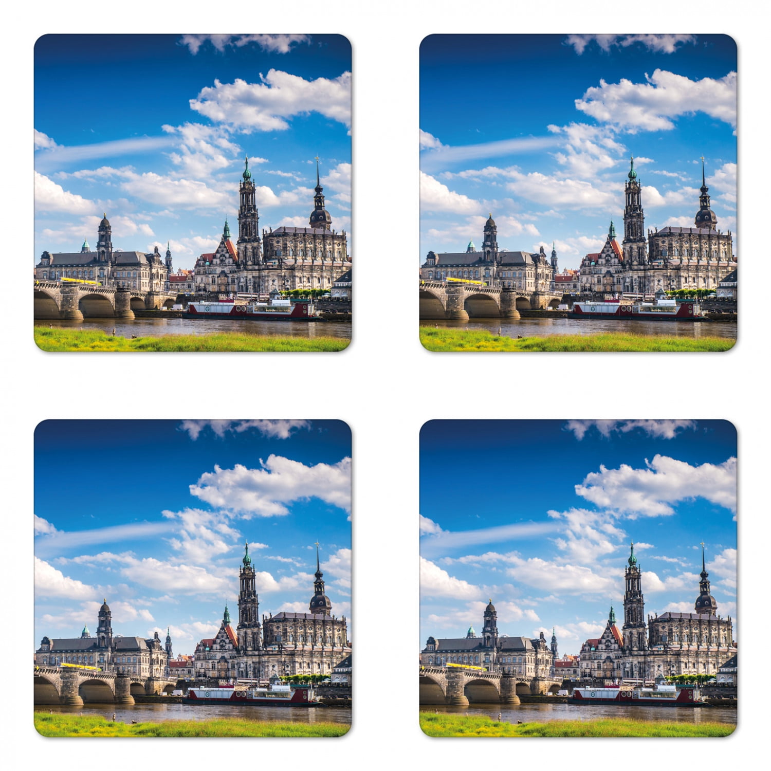 Cityscape Coaster Set of 4, Town Dresden Old German Architecture ...