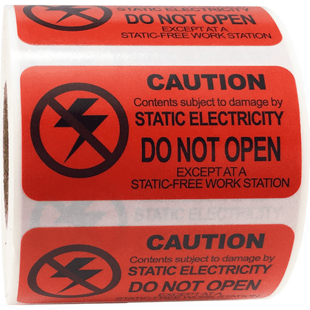 Caution Static Electricity Do Not Open Labels 1 x 2 Inch 500 Adhesive ...