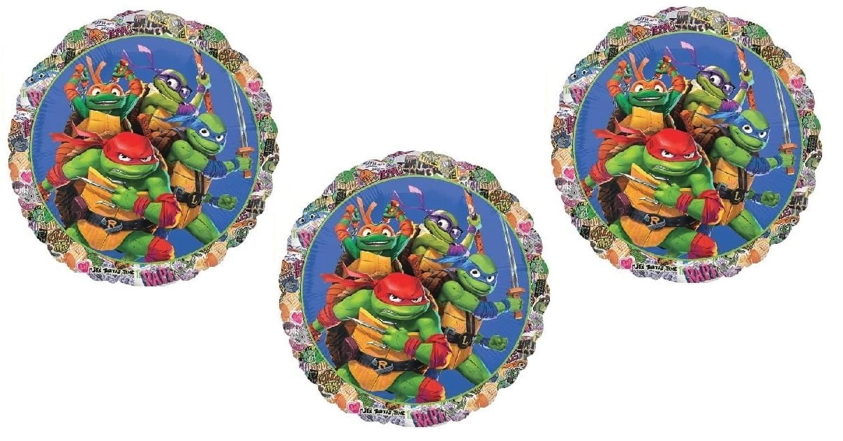(3) 18 inch Teenage Mutant Ninja Turtle Foil Mylar Balloons Party ...