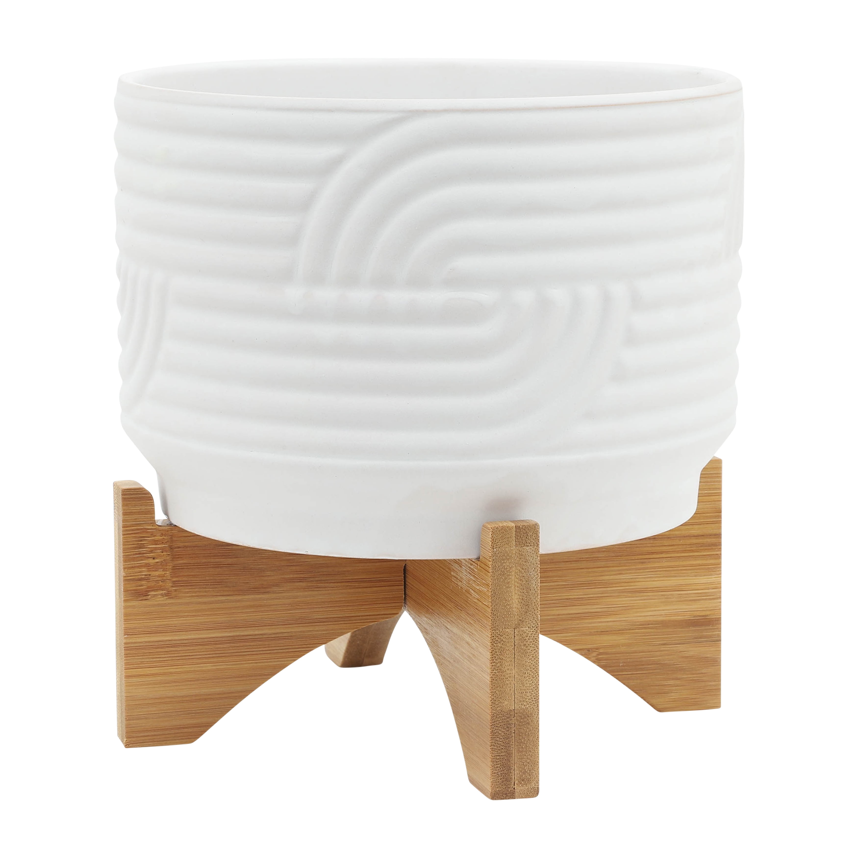 Sagebrook Home Ceramic 7" Abstract Planter On Stand, White - Walmart.com